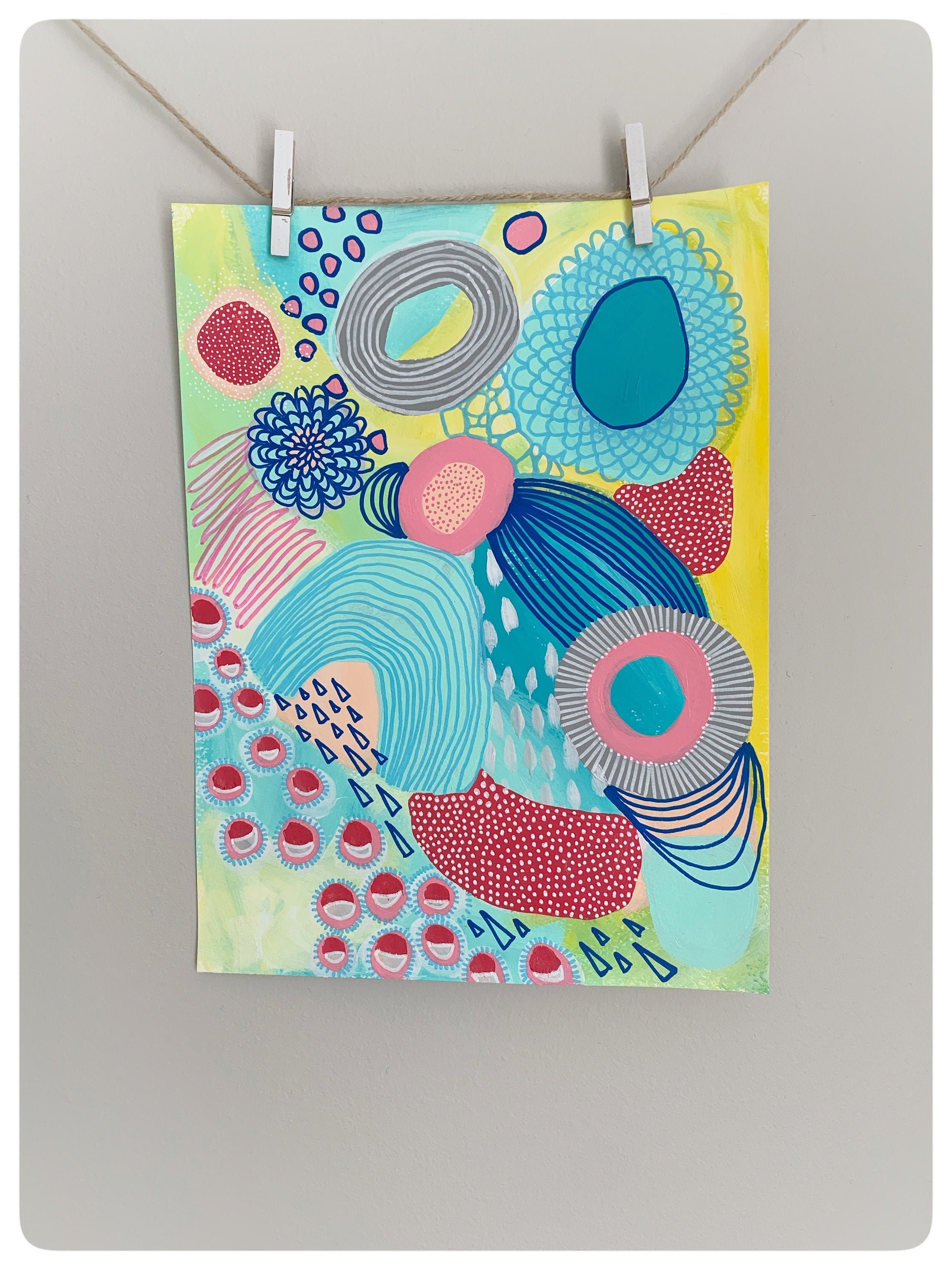 Art & Collectibles Acrylic Contemporary Art Abstract Marks on Paper Art ...