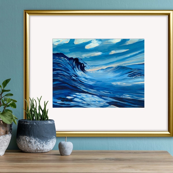 Acrylic Painting Ocean on Paper - Etsy