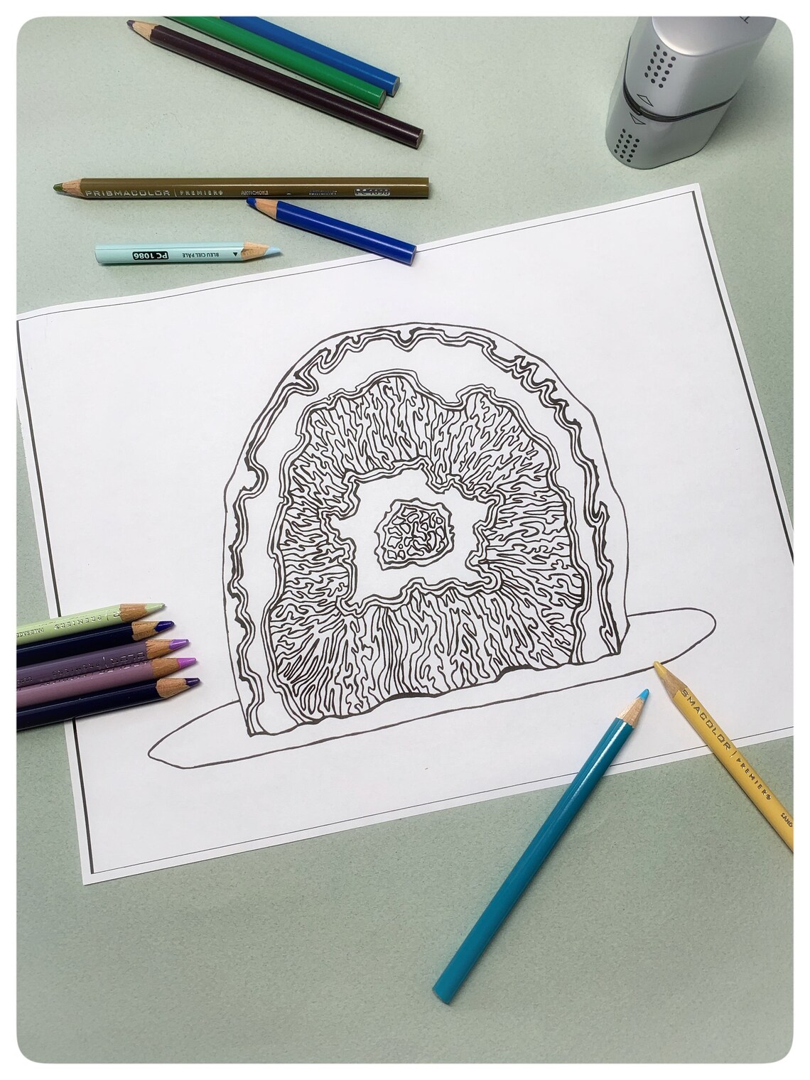 Geodes Adult Coloring, Instant Download Coloring Pages, Two Pack ...