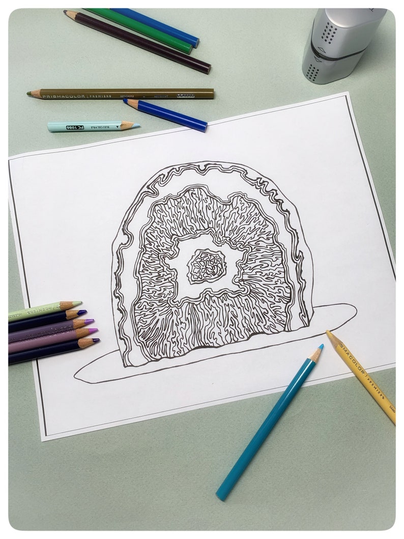 Geodes Adult Coloring, Instant Download Coloring Pages, Two Pack ...