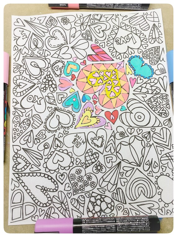 Be Mine Valentine Printable Coloring Page Adult Coloring | Etsy