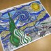 The Starry Night Printable Coloring Page, Adult Coloring Page, Vincent ...