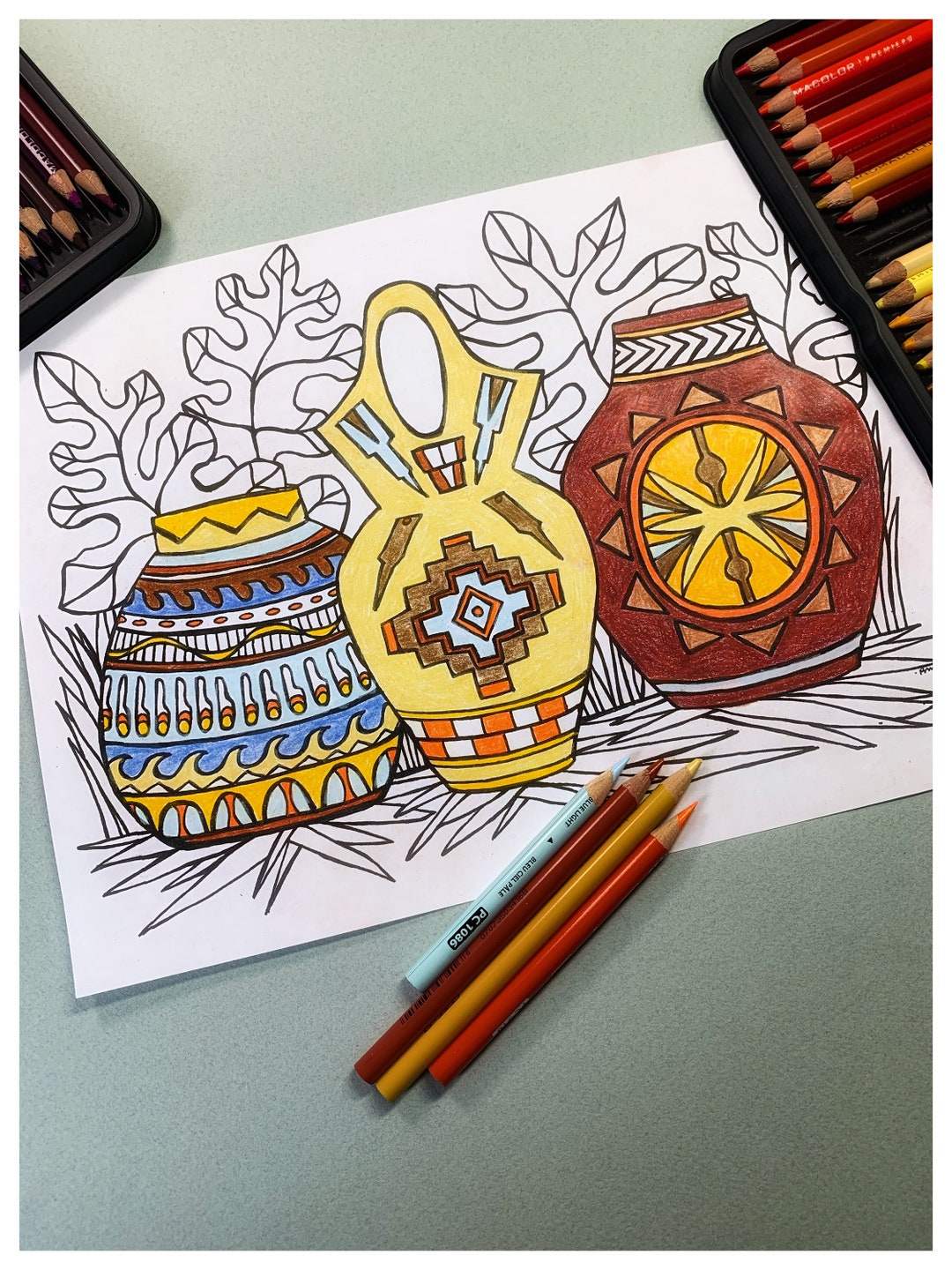 Printable Coloring Page, Native American Pottery, Digital Download ...