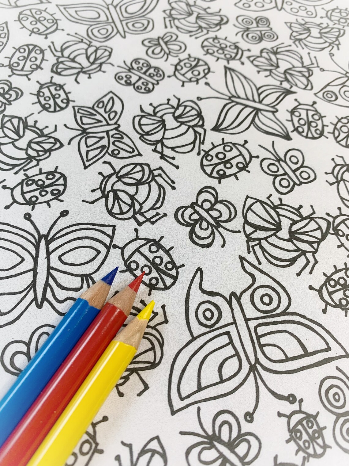 Bugs Bees Printable Coloring Page, Adult Coloring Page, Small Bugs and ...