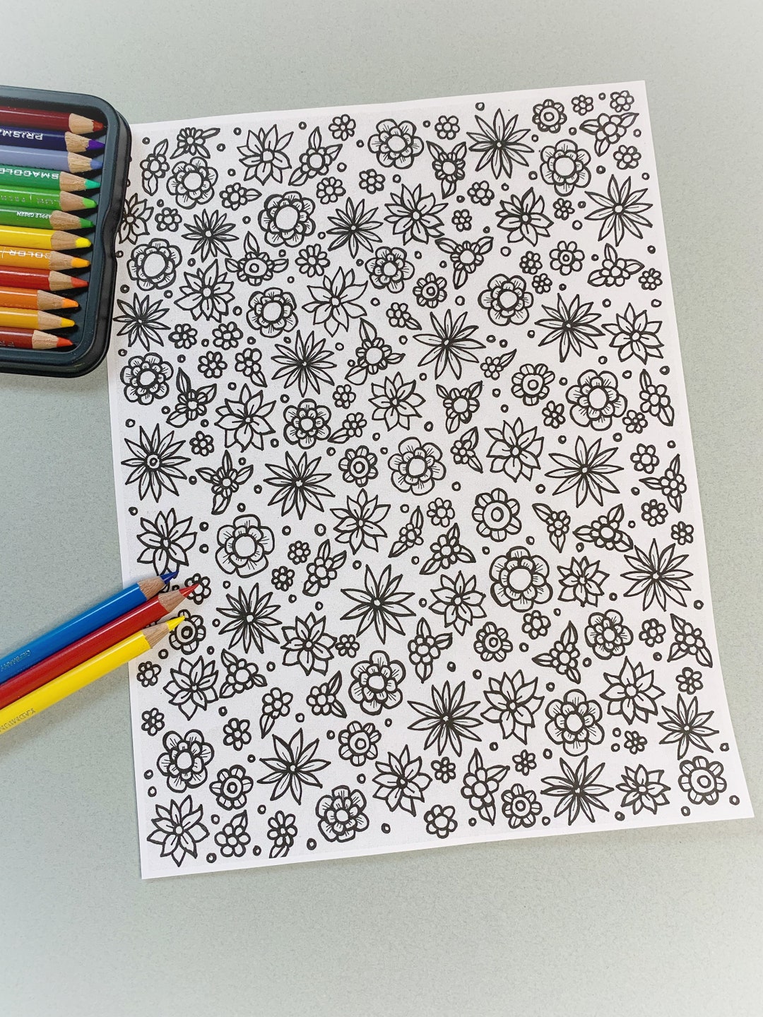 Mini Floral Printable Coloring Page, Adult Coloring Page, Small Flowers ...