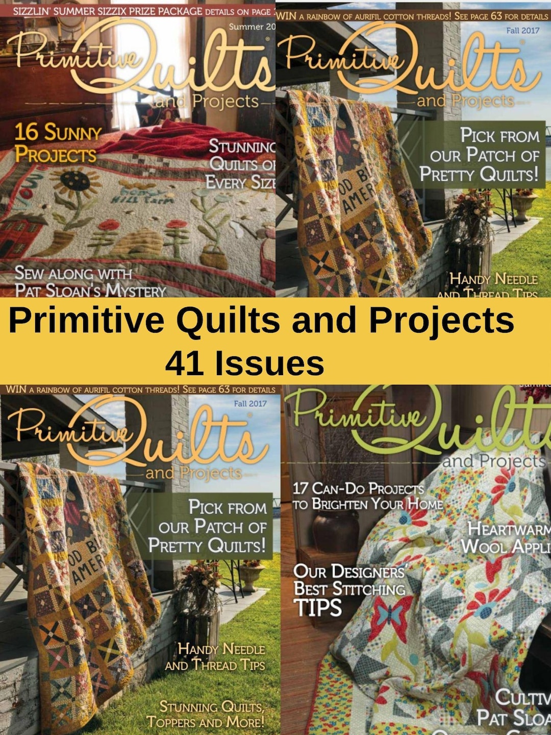 41 Primitive Quilts and Projects- Digital PDF Magazines Packed With ...