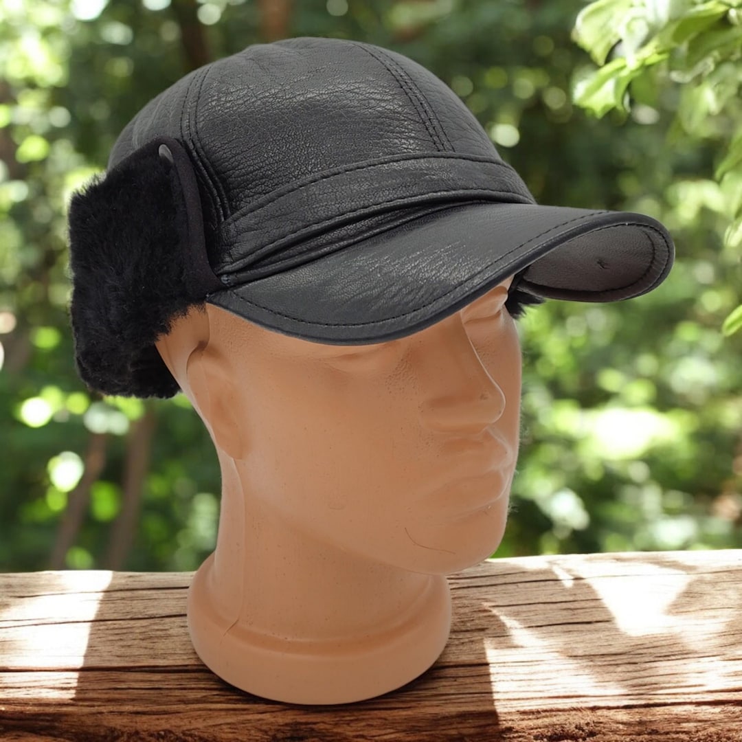 Genuine Leather Winter Hat With Ear Flaps, Premium Quality Leather ...
