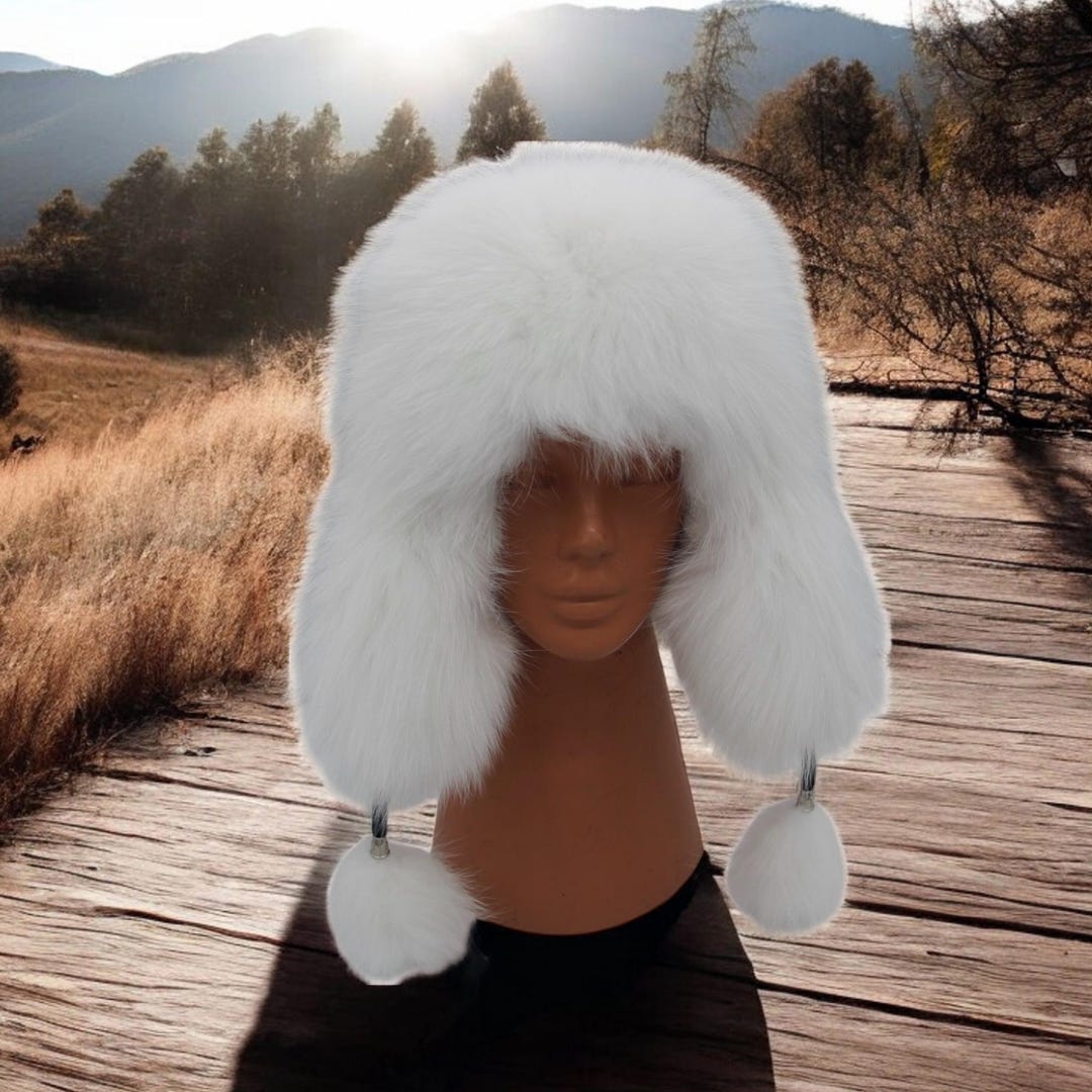 Luxury Real Leather and Fox Fur Ushanka Beanie Stylish and Warm Winter ...