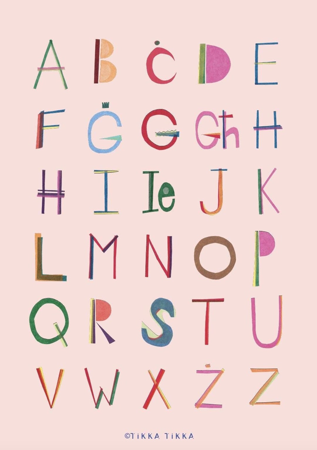 Tikka Tikka ABĊ Poster / Maltese ABC Poster / Handcrafted Alphabet Art ...