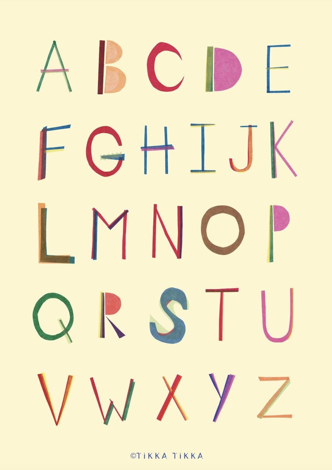 English ABC Poster / Handcrafted Alphabet Wall Art / A4 & A3 Sizes ...