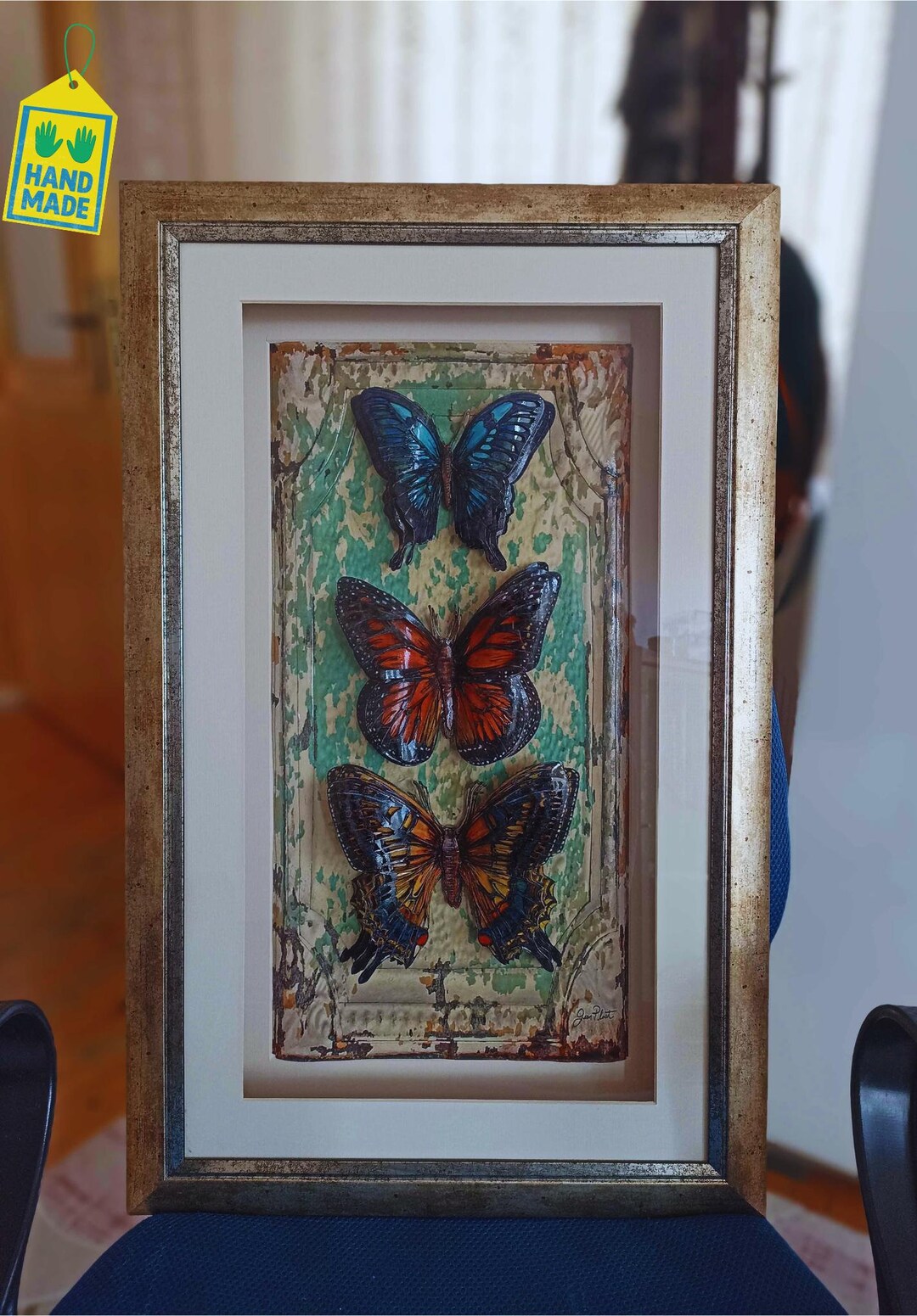 Handmade 3D Butterfly Relief Art - Unique Wall Decor With Vibrant ...