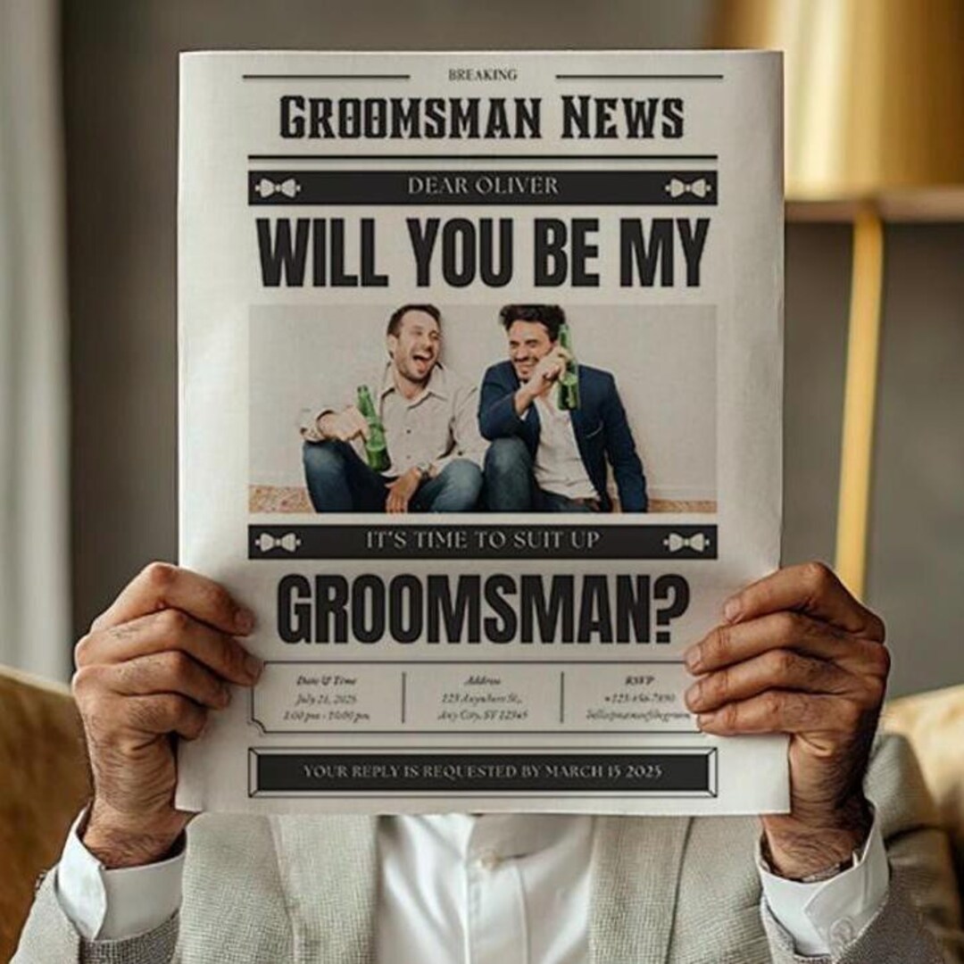 Editable Groomsman Proposal | Newspaper Groomsman Proposal Card ...