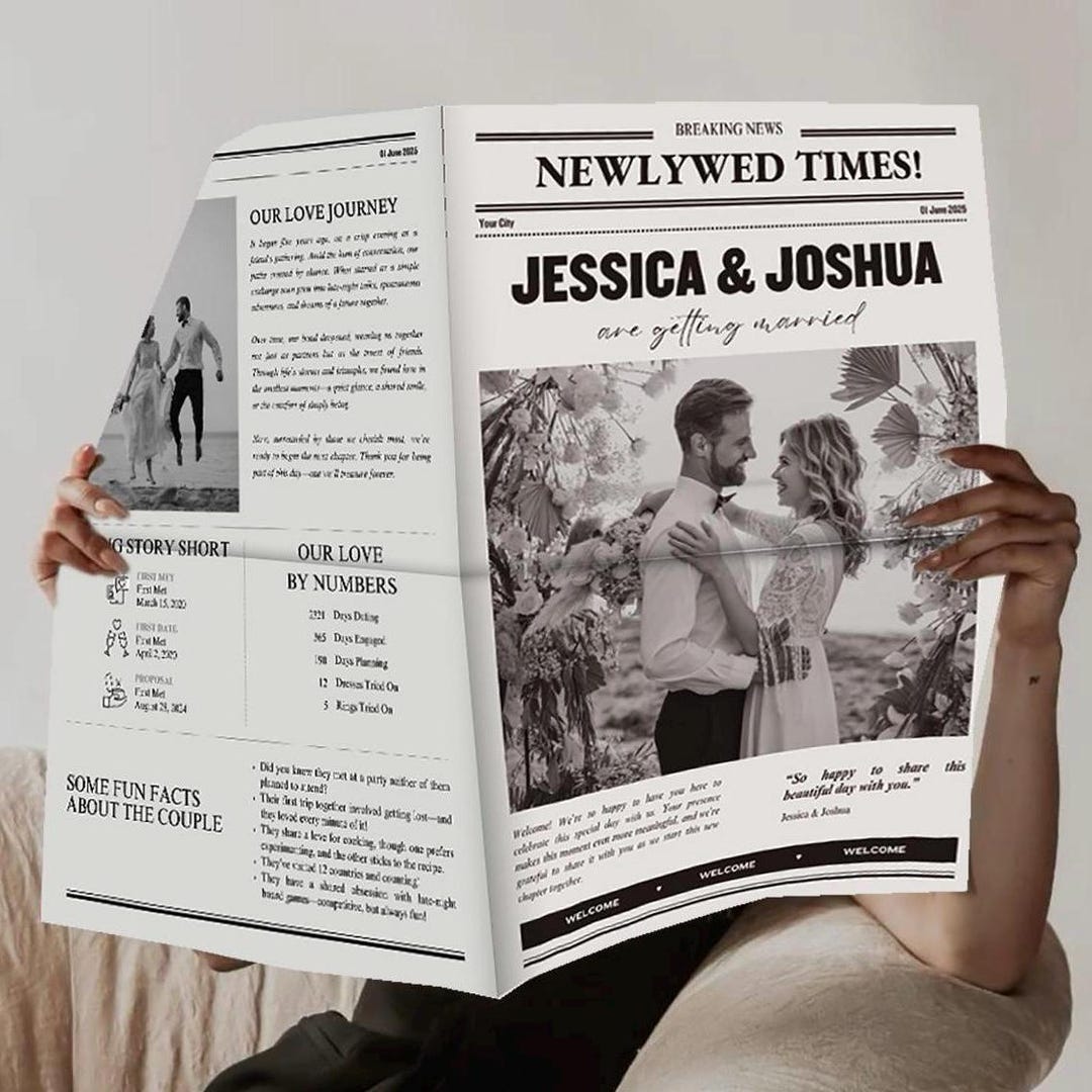 Editable Wedding Newspaper Template | Wedding Newspaper | Printable ...
