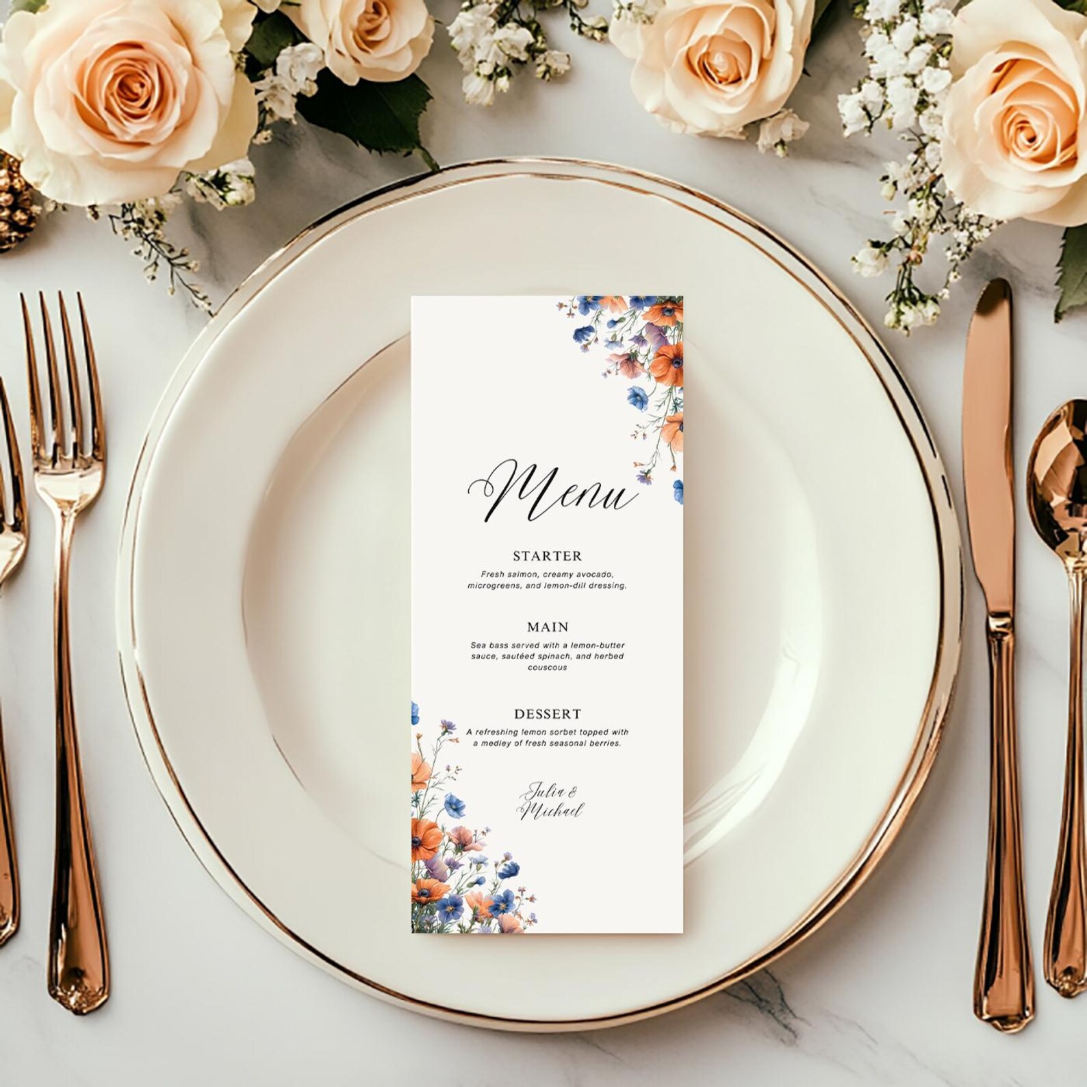 Wedding Dinner Menu Template | Printable Menu Card | Canva Menu ...