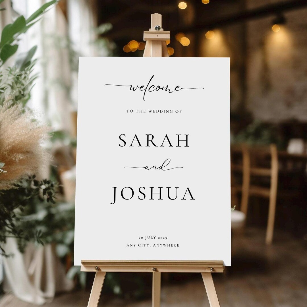 Modern Wedding Welcome Sign Template | Minimal Welcome Sign | Editable ...