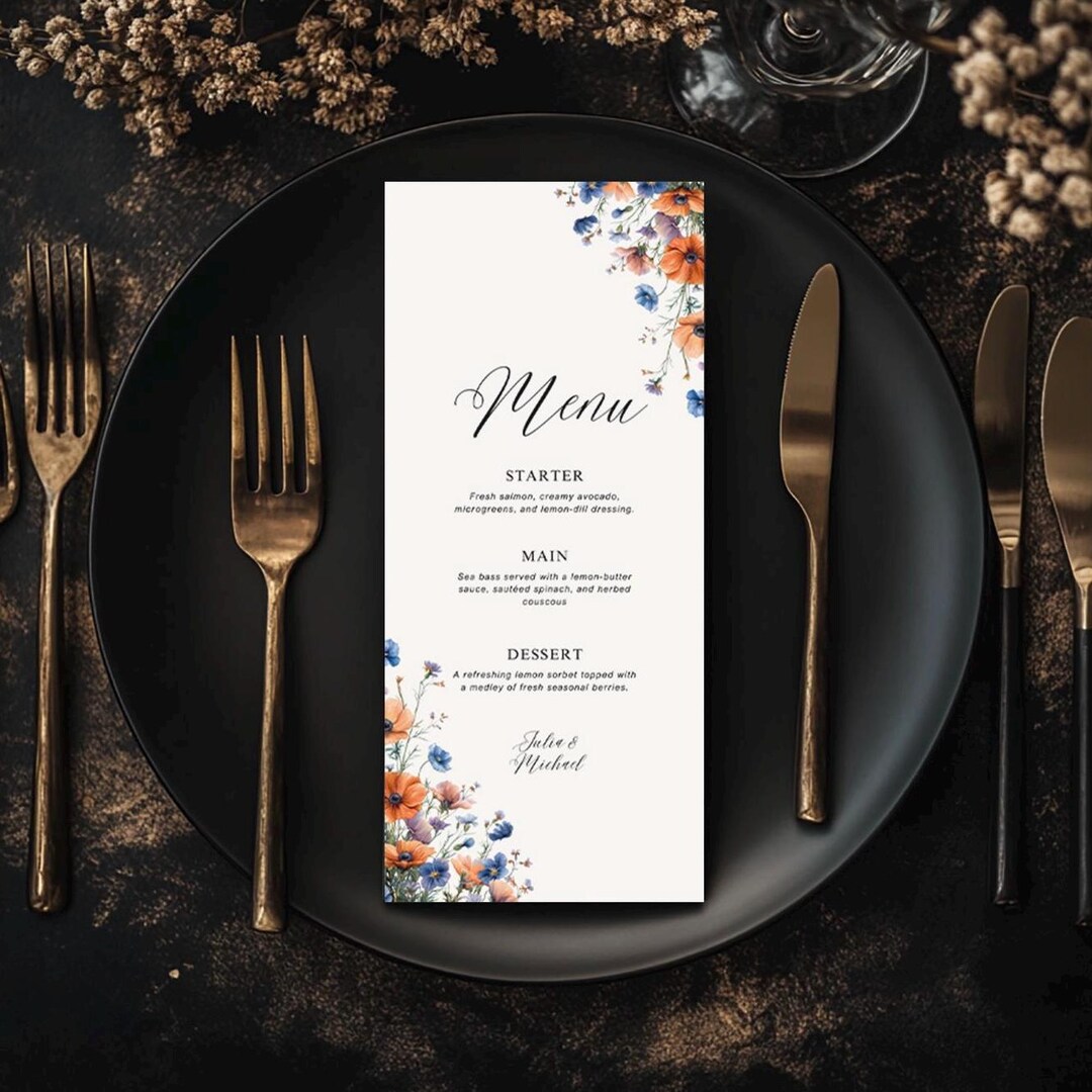 Wedding Dinner Menu Template | Printable Menu Card | Canva Menu ...
