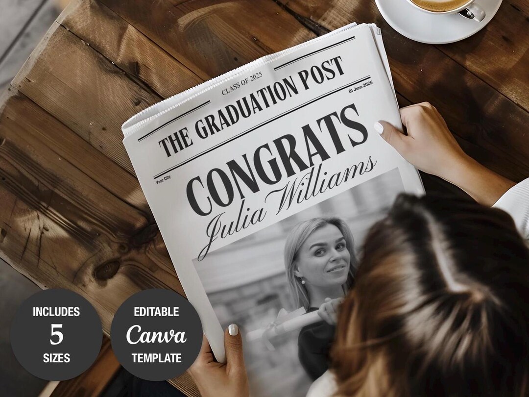 Editable Graduation Newspaper Template Graduation | Graduation Newspaper | Printable Newspaper ...