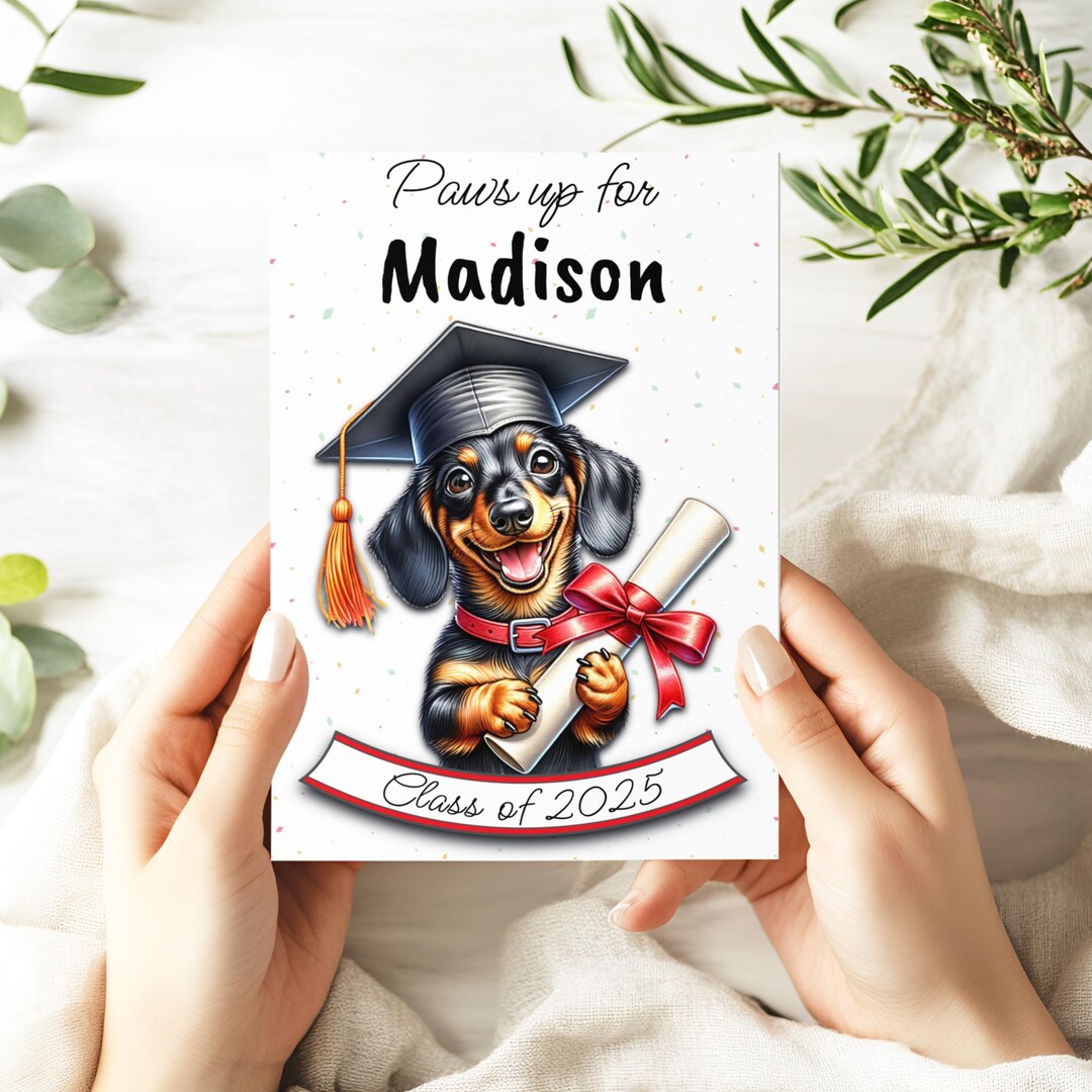 Graduation 2025 Card With Dachshund - Funny Dog Graduation Greeting ...