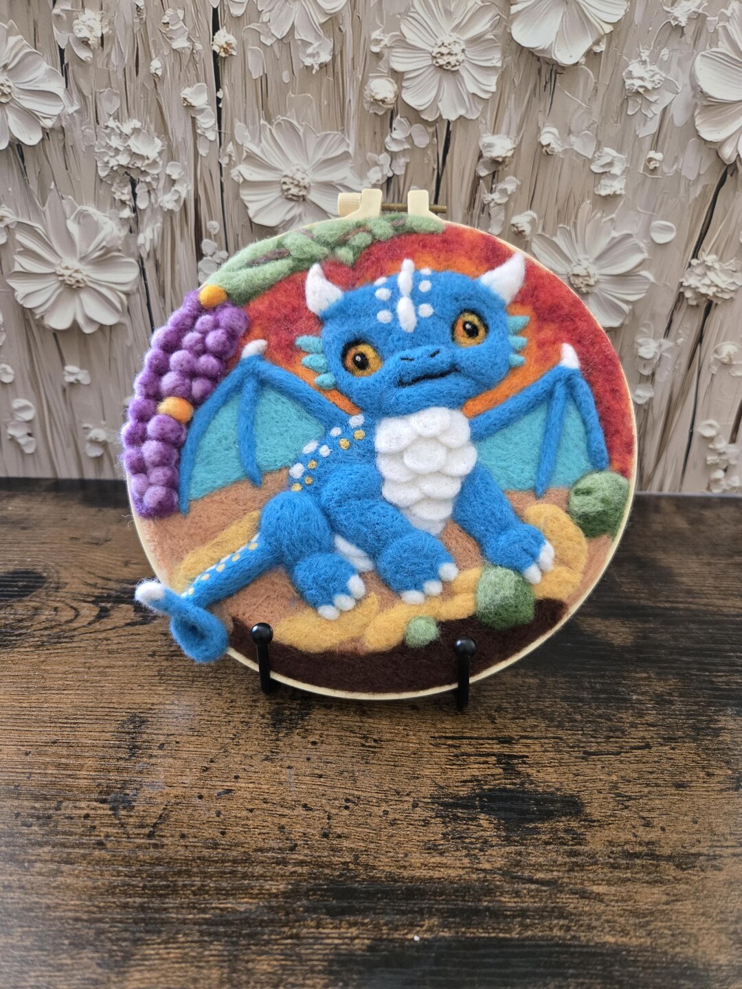 2d Needle Felted Wool Dragon Painting - Etsy