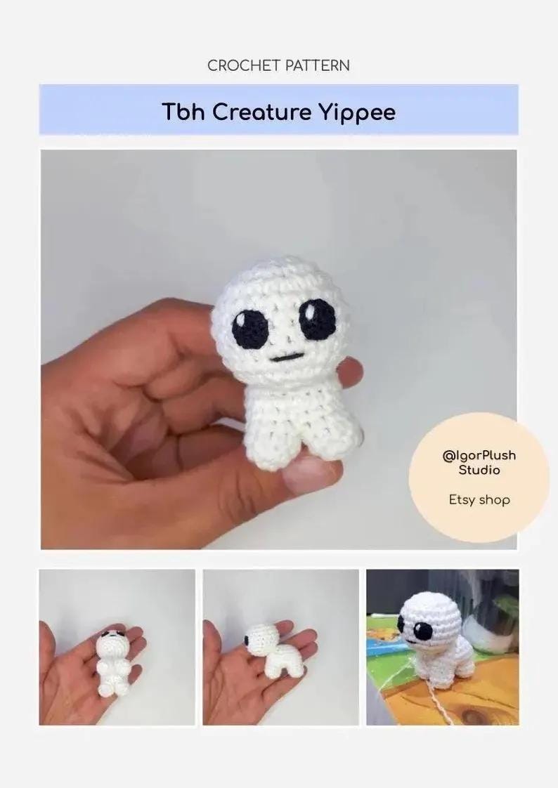 PDF Crochet Pattern Tbh Сreature Plush, White Yippee Creature Plush ...