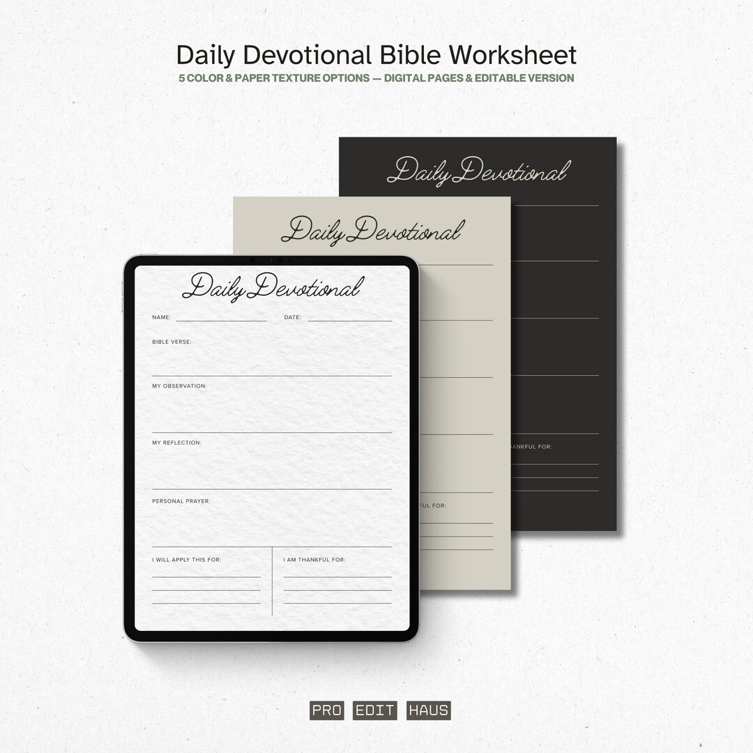 Daily Devotional Bible Study Template, Bible Study Journal, Bible ...