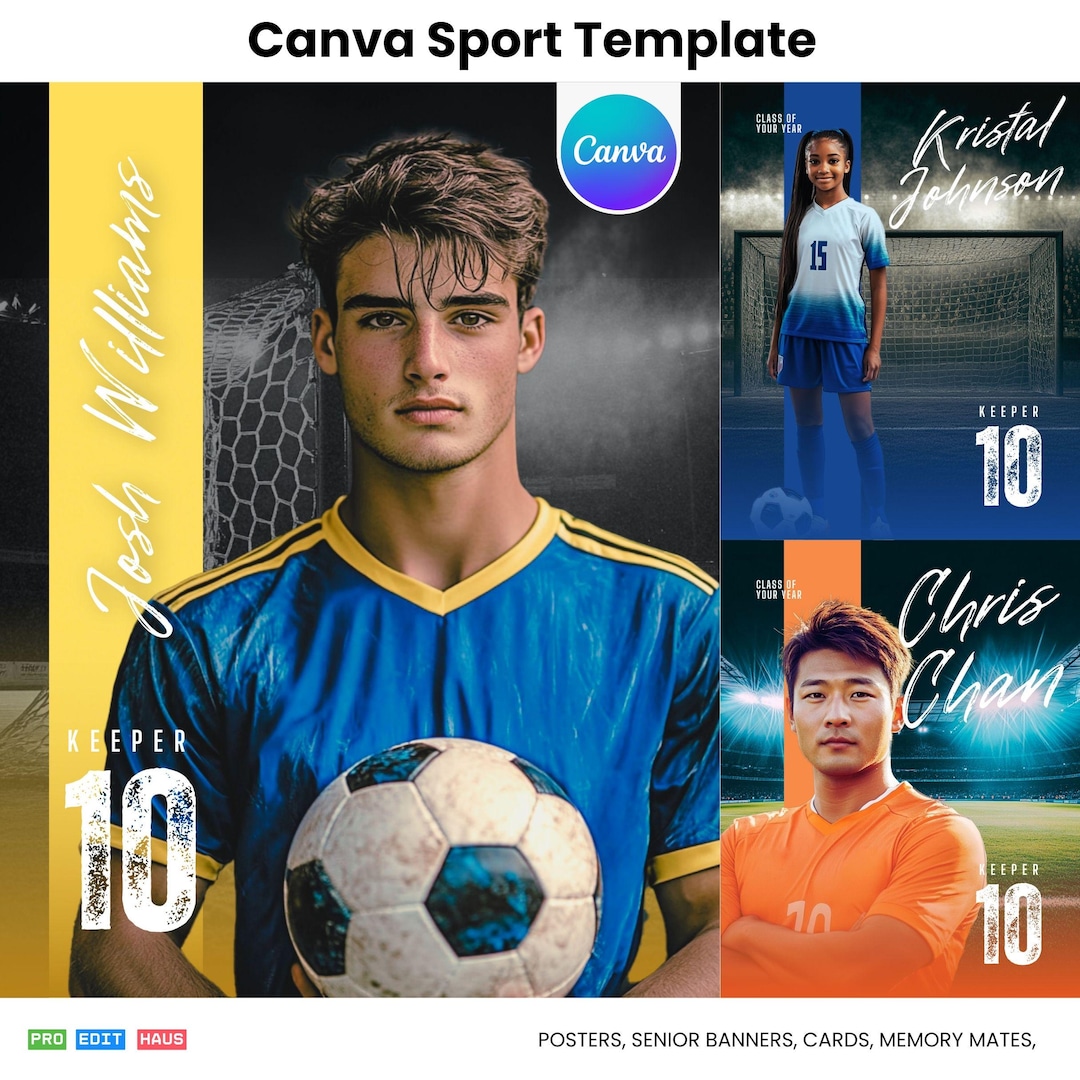 Editable Soccer Poster Templates Canva, Senior Banner, Soccer Invite ...