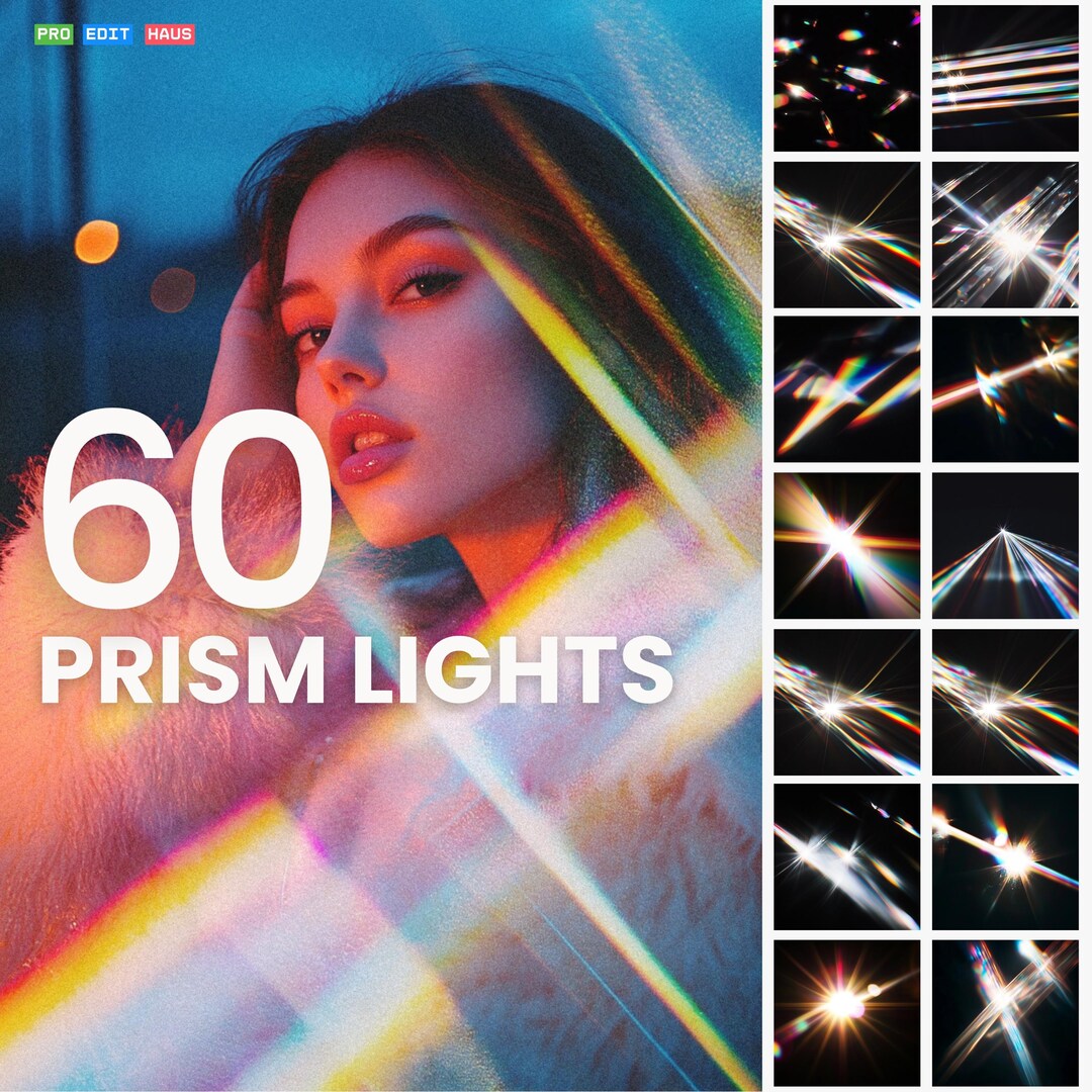 60 Prism Light, Photoshop Overlays, Colorful Light Leaks, Bokeh Crystal ...