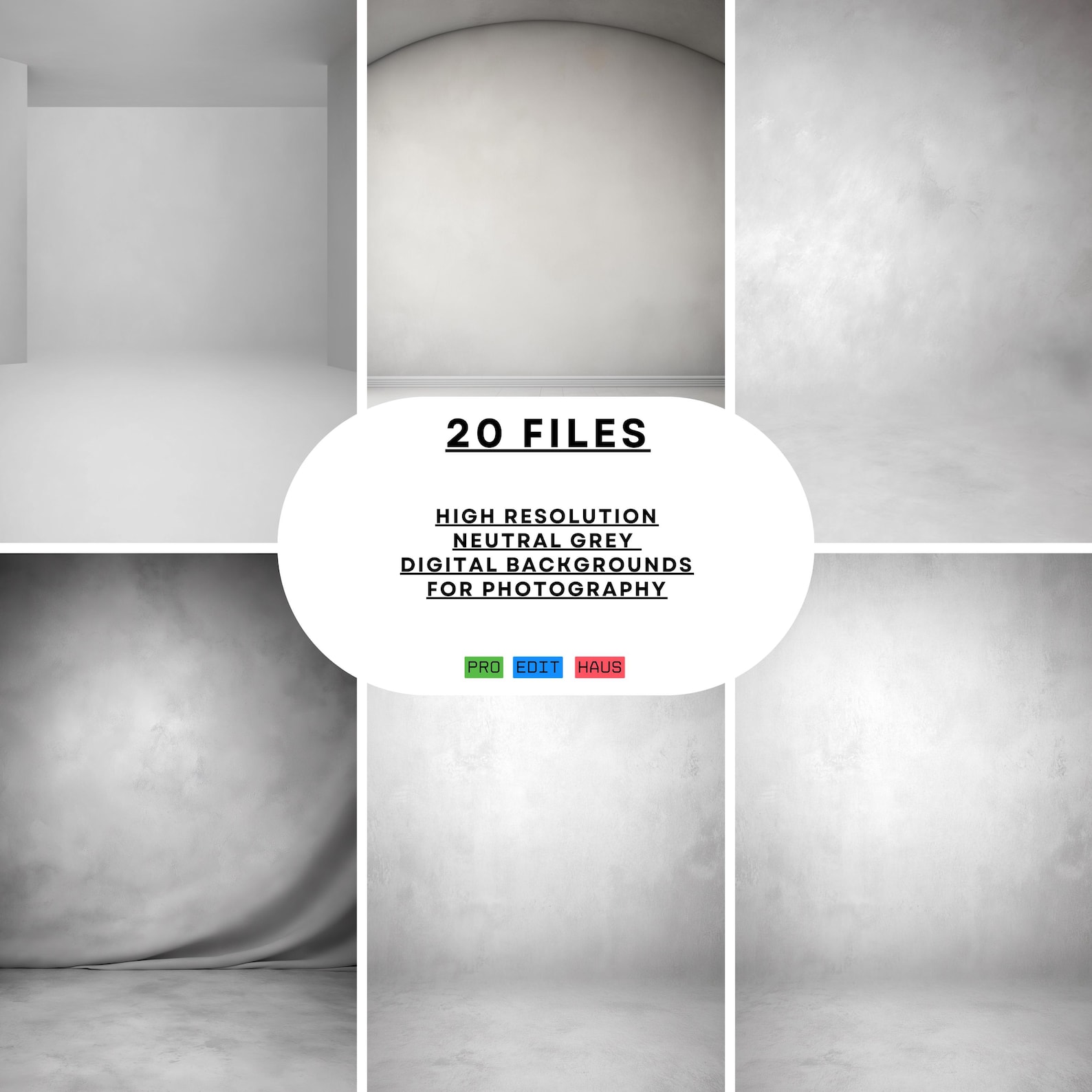 20 Neutral Grey Textures, Portrait Studio Backdrop, Fine Art Textures ...