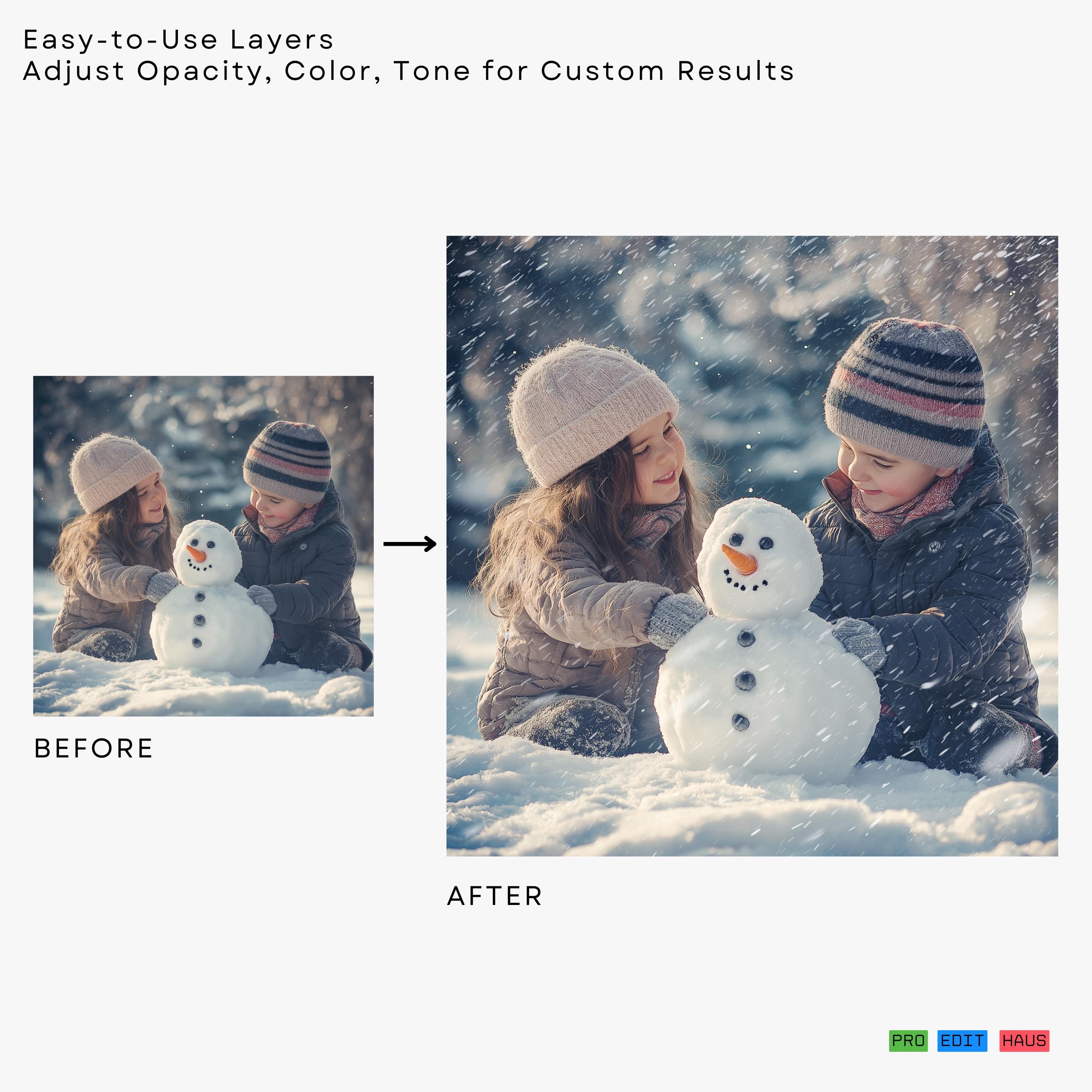20 Falling Snow Overlays, Realistic Falling Snow, Fast Rain, Photoshop ...