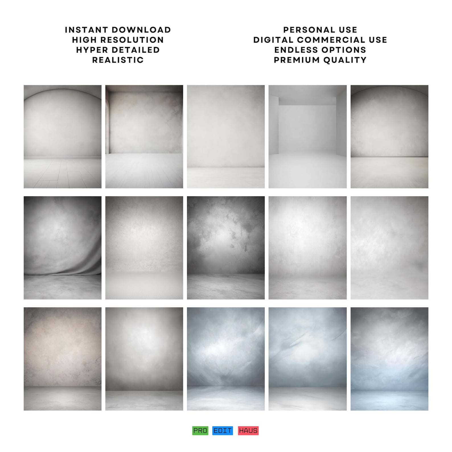 20 Neutral Grey Textures, Portrait Studio Backdrop, Fine Art Textures ...