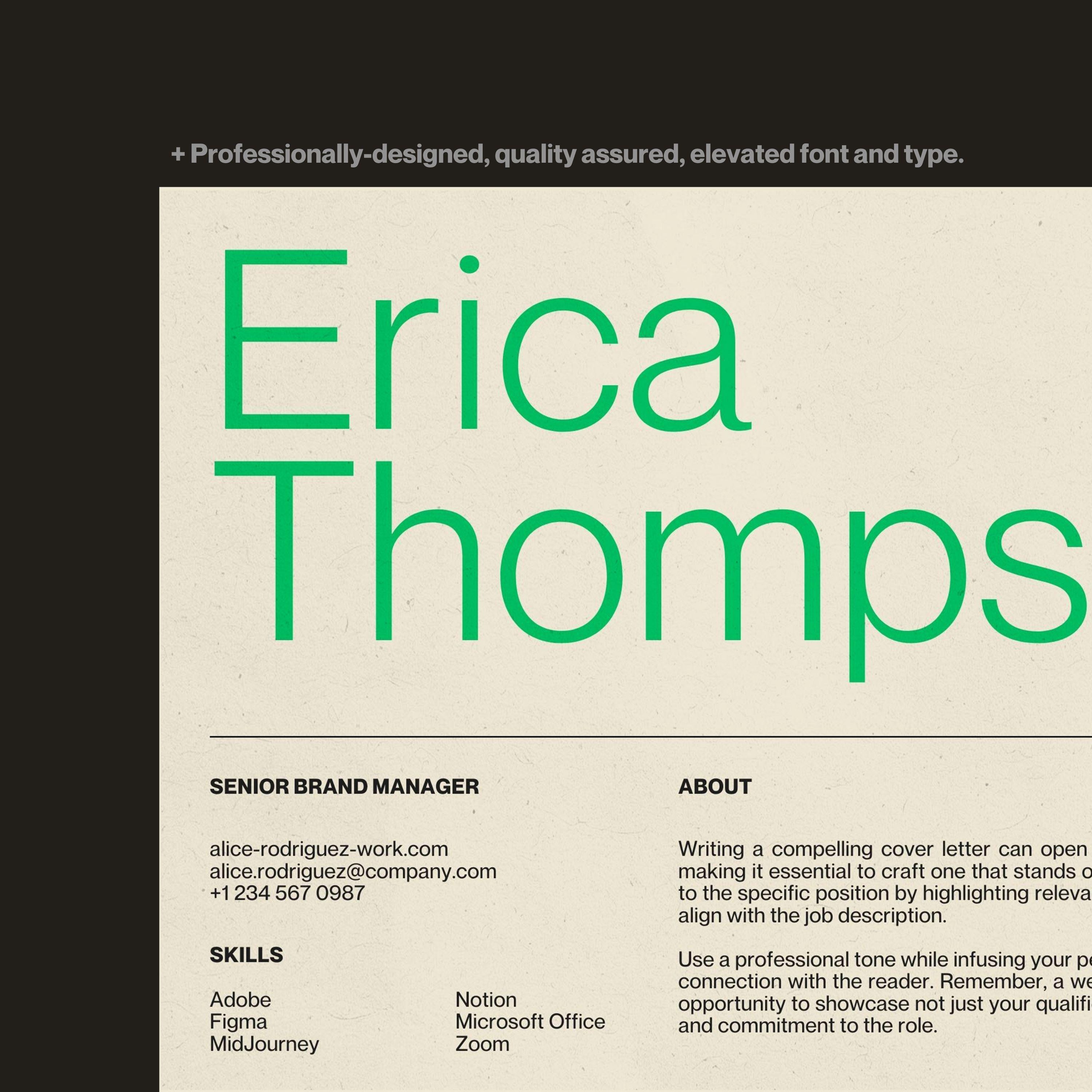 Minimalist Resume Template, Clean Creative CV Design (canva, A4 & US ...