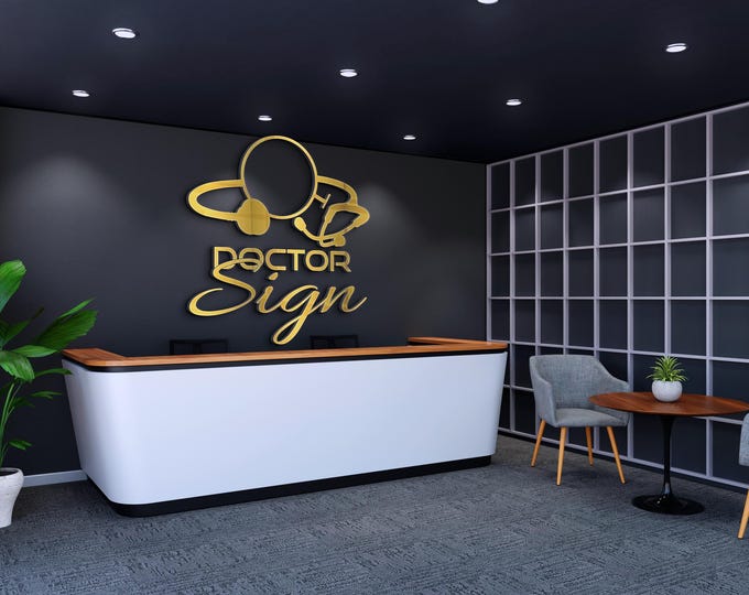 Custom Reception Sign | Acrylic Office Sign | 3D Business Logo | Custom ...