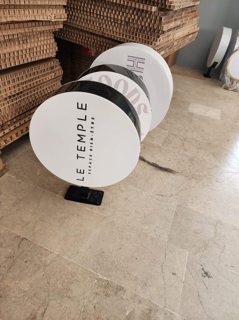 Letrero luminoso LED redondo de doble cara para negocios, tiendas ...