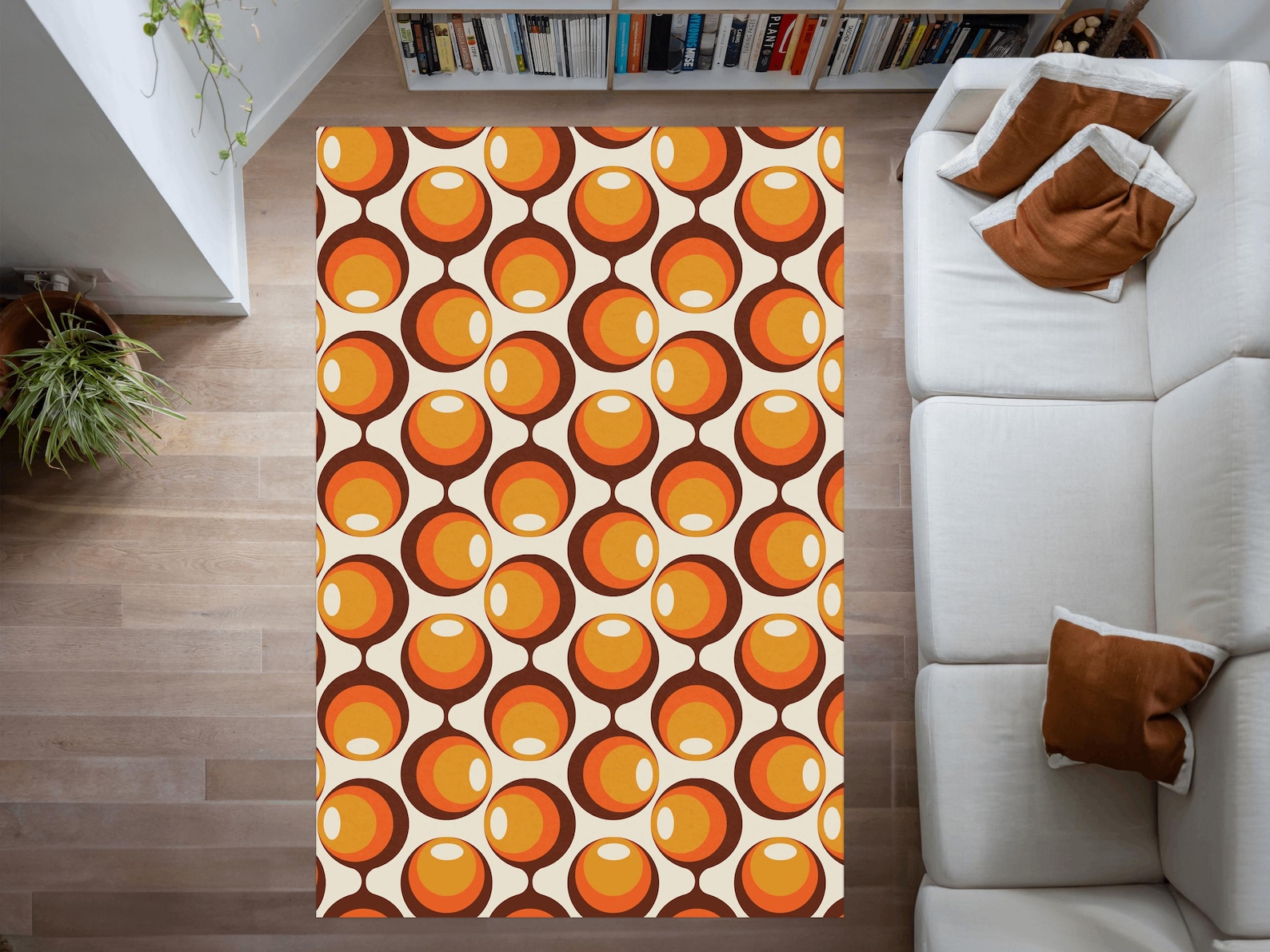 Brown Groovy Retro Rug, Mid Century Modern Rug, Retro Hippie 70s Rug ...