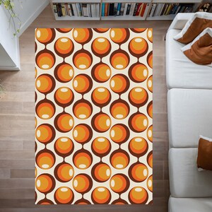 Brown Groovy Retro Rug, Mid Century Modern Rug, Retro Hippie 70s Rug ...