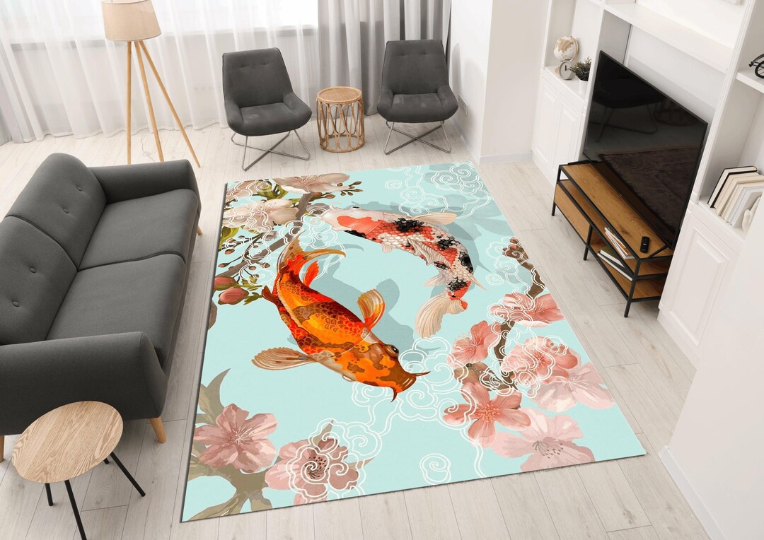Koi Fish Rug, Japanese Fish Rug, Carp Fish, Japan Rug, Japanese Koi ...