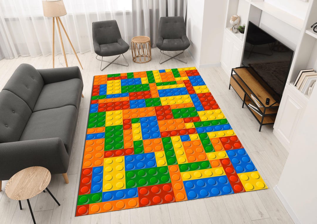 Building Blocks Rug, Play Room Rug, Colorful Building Blocks Rug ...