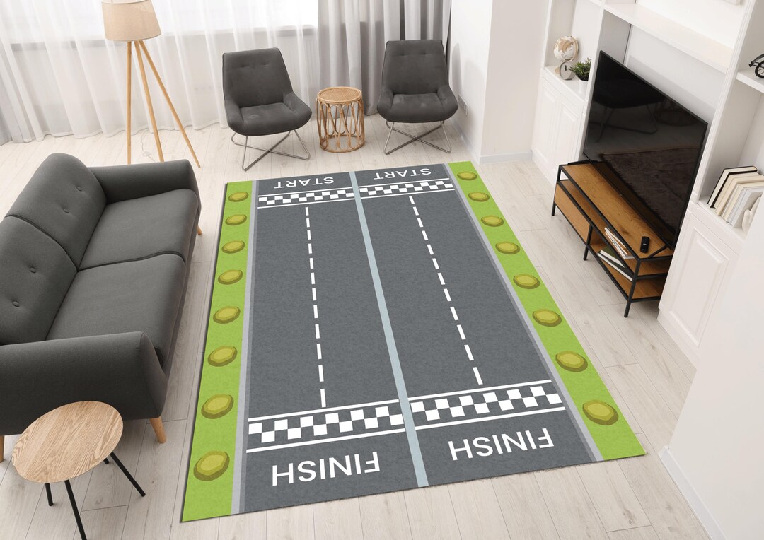 Formula 1 Inspired Rug, Gaming Room, Race Track Rug, Speedway Themed ...