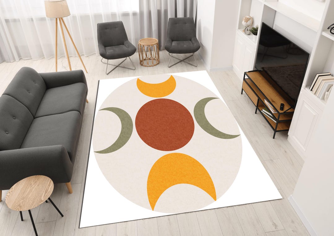 Colorful Moon Phase Rug: Modern Bohemian Kids Room Decor - Etsy