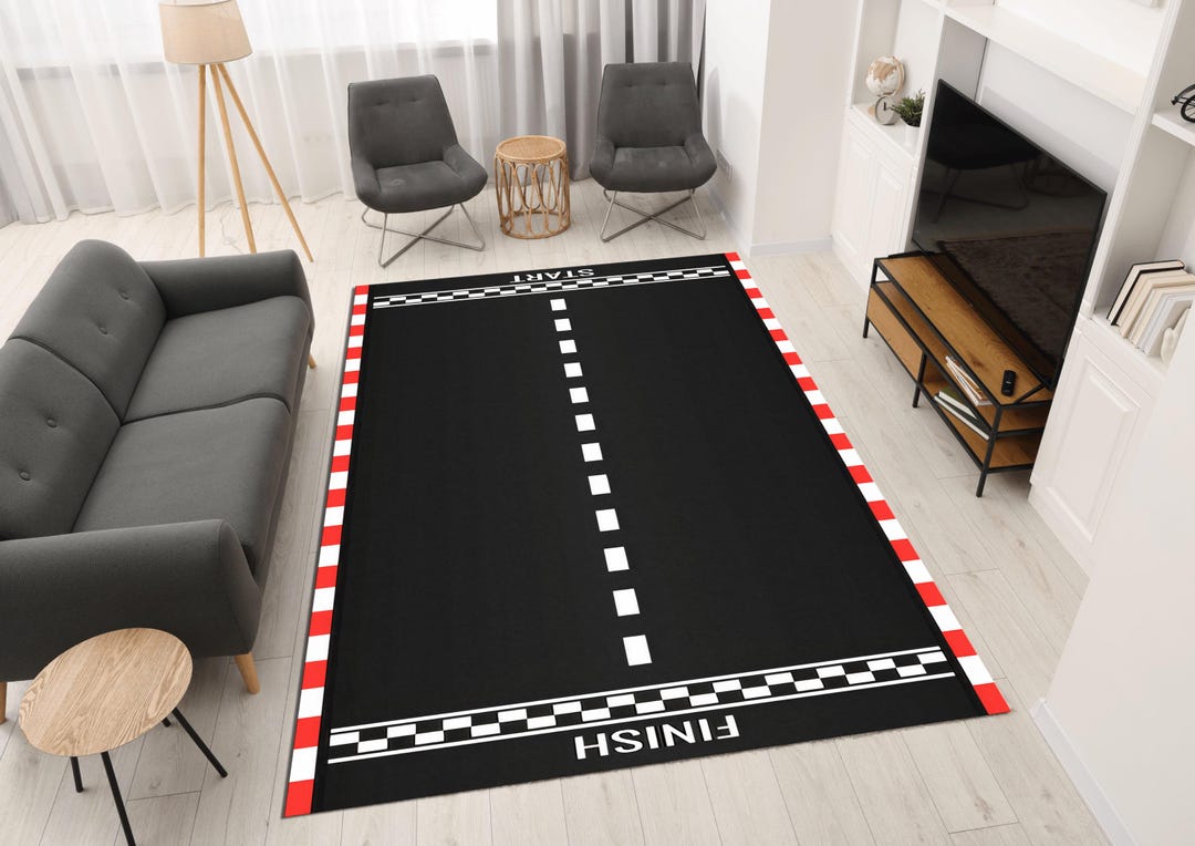 Race Track Rug, Speedway Themed Rugs, Racing Field Decor Rug, Kids Room ...