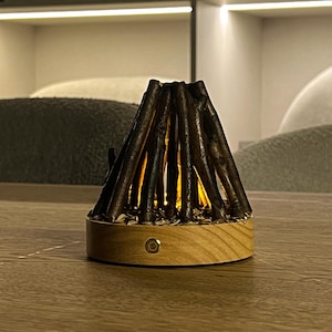 LED Campfire Night Light, Scented Wood Log Lamp With Touch Sensor ...