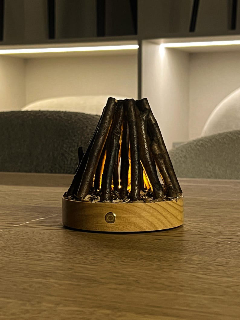 LED Campfire Night Light, Scented Wood Log Lamp With Touch Sensor ...