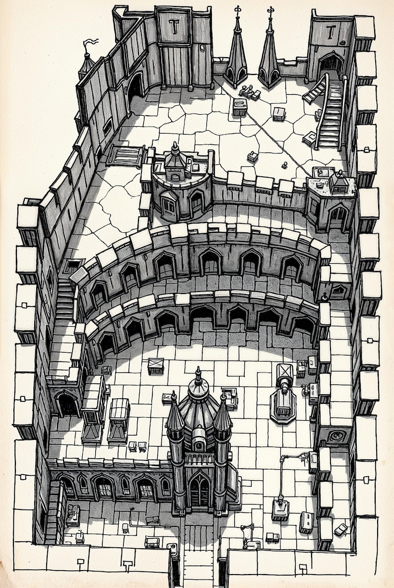 15 Battlemaps of Medieval Castles in a Classic Handdrawn Style ...