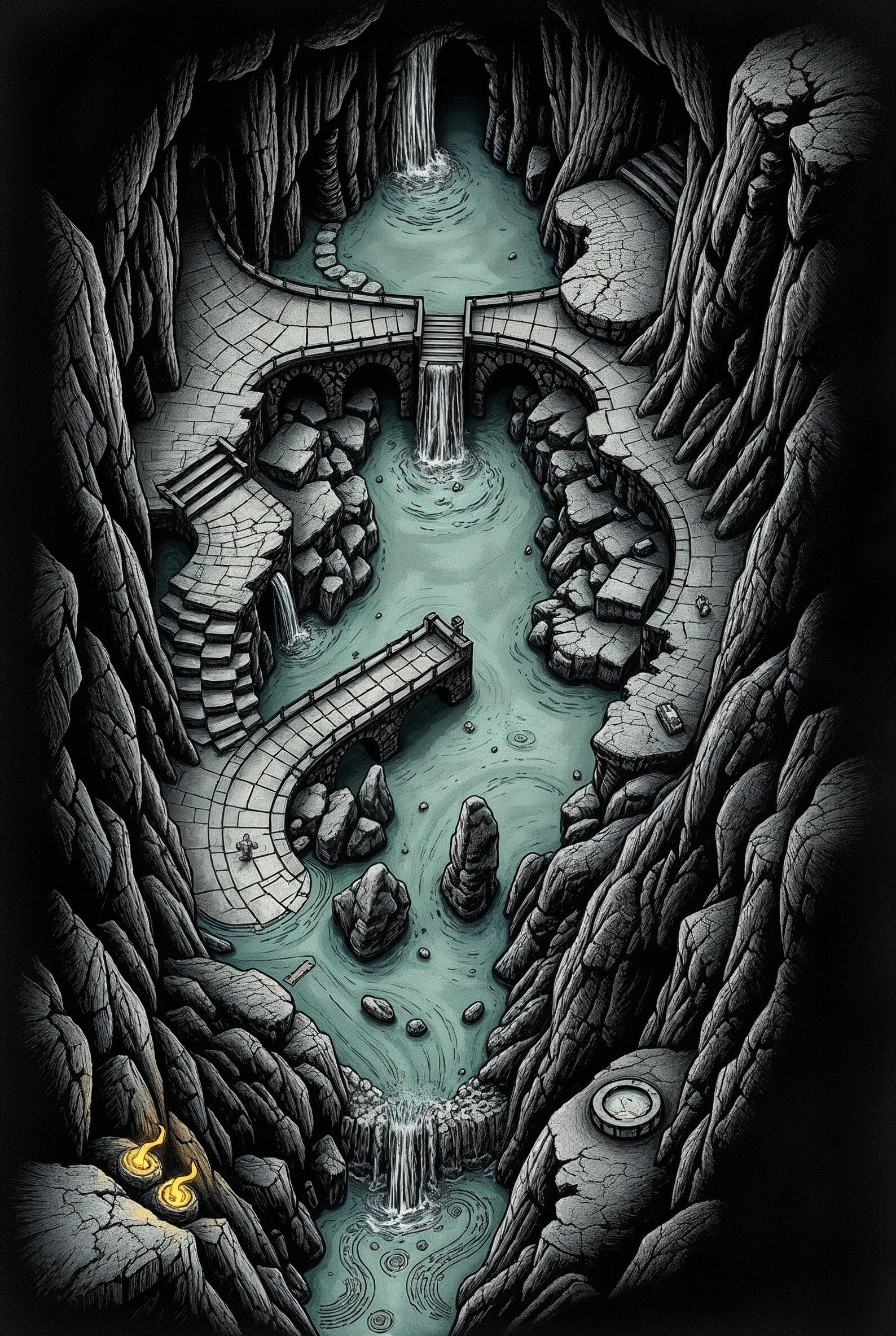 10 Battlemaps of Mountain Rivers in a Classic Pastel Style. Pathfinder ...