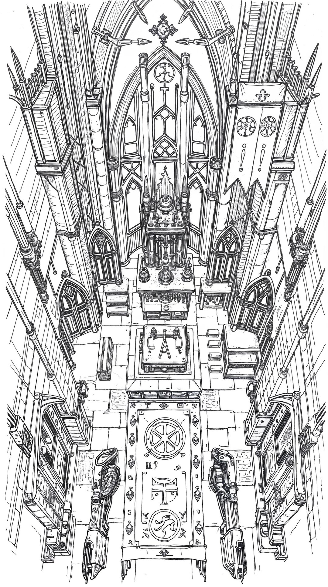 15 Battlemaps of Gothic Techno Temples, Oldschool Style. Dnd, D&D ...