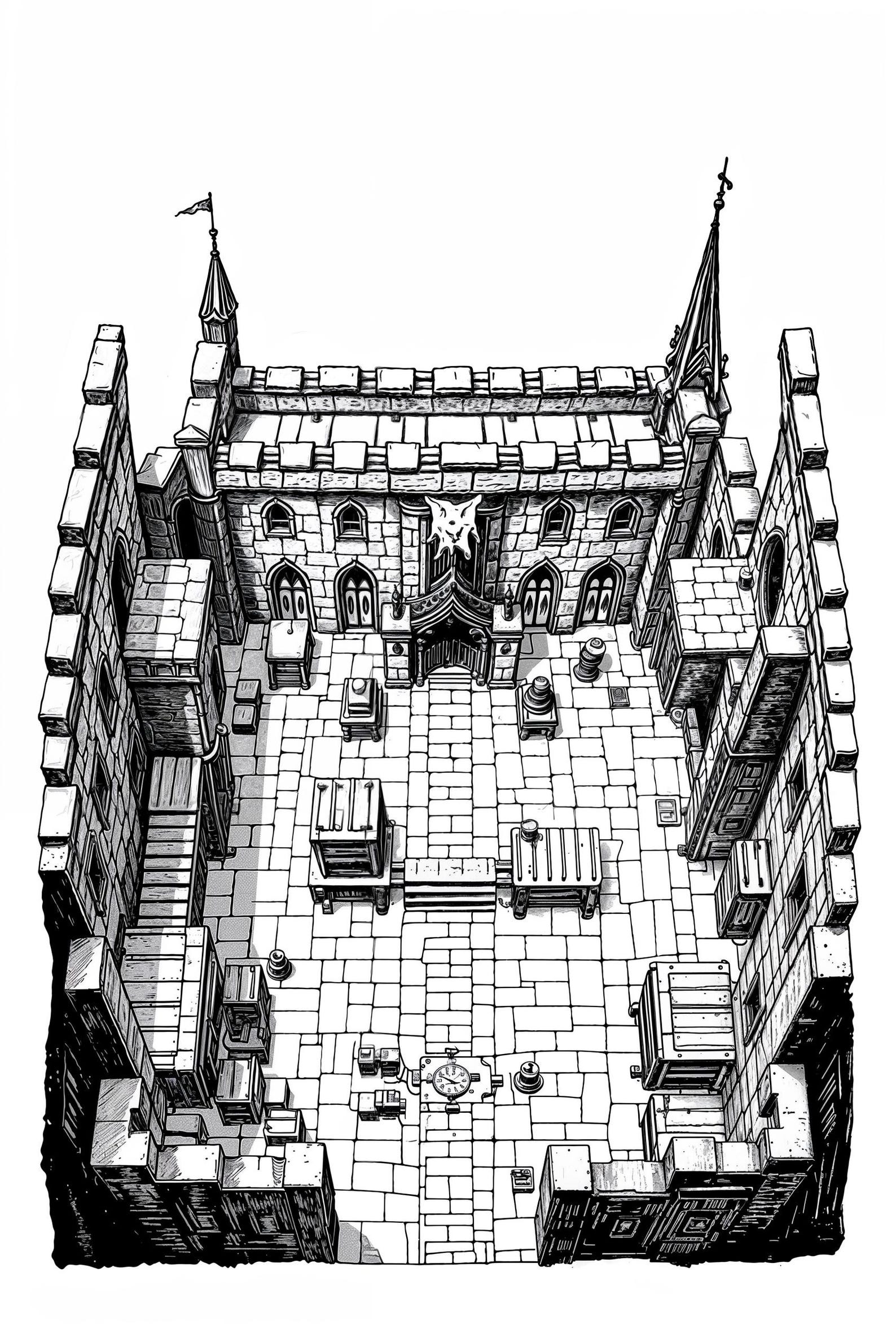 15 Battlemaps of Medieval Castles in a Classic Handdrawn Style ...
