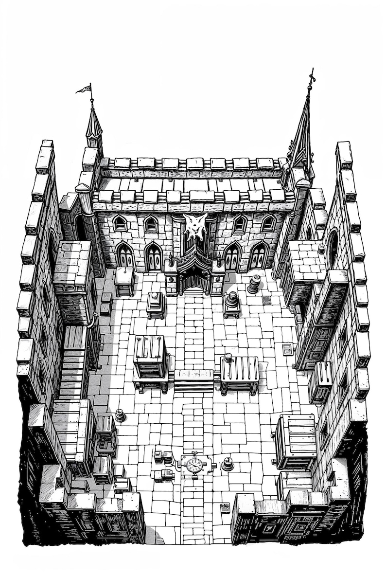 15 Battlemaps of Medieval Castles in a Classic Handdrawn Style ...