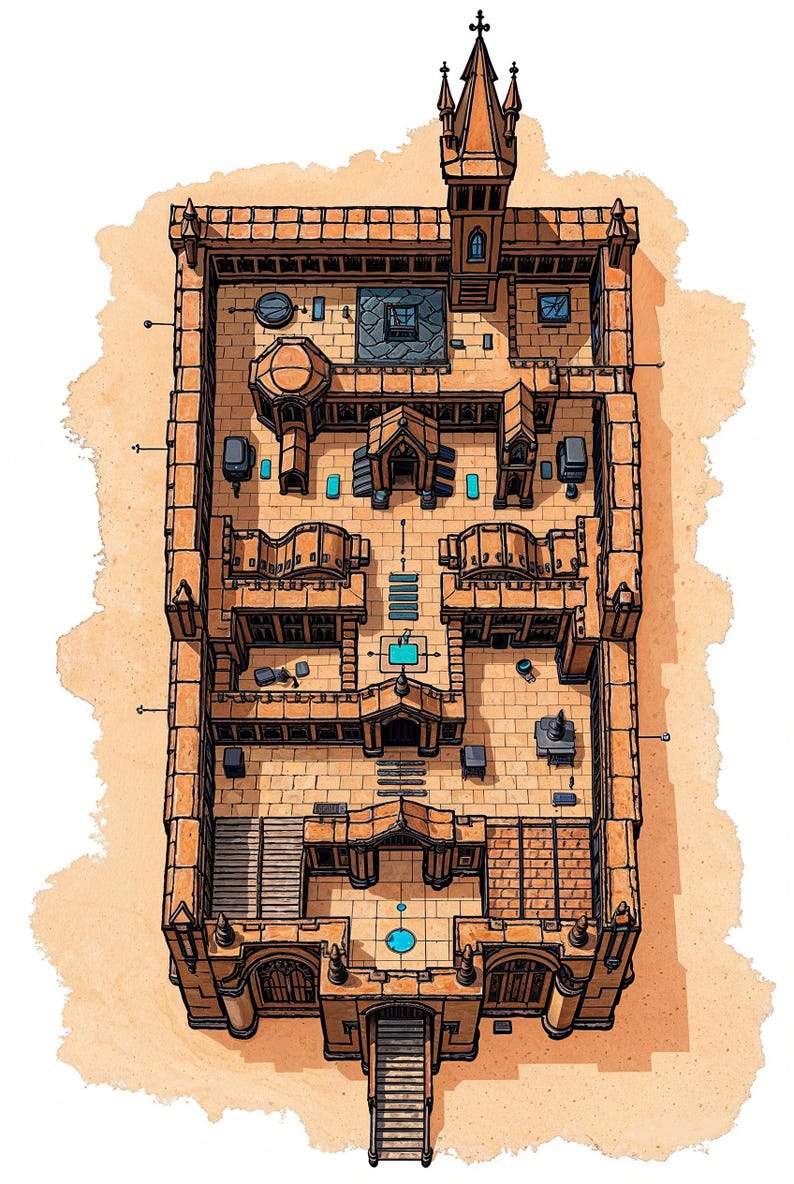 15 Battlemaps of Medieval Castles in a Classic Handdrawn Style ...