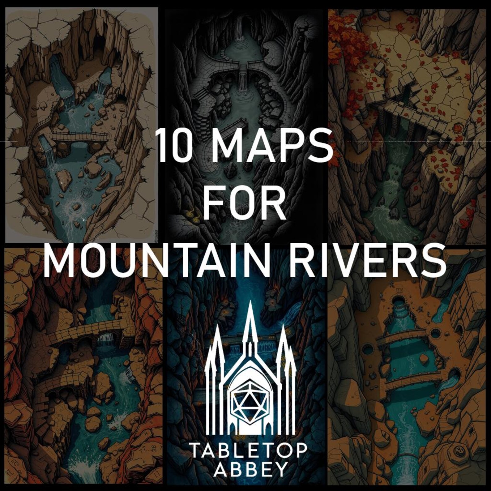 10 Battlemaps of Mountain Rivers in a Classic Pastel Style. Pathfinder ...