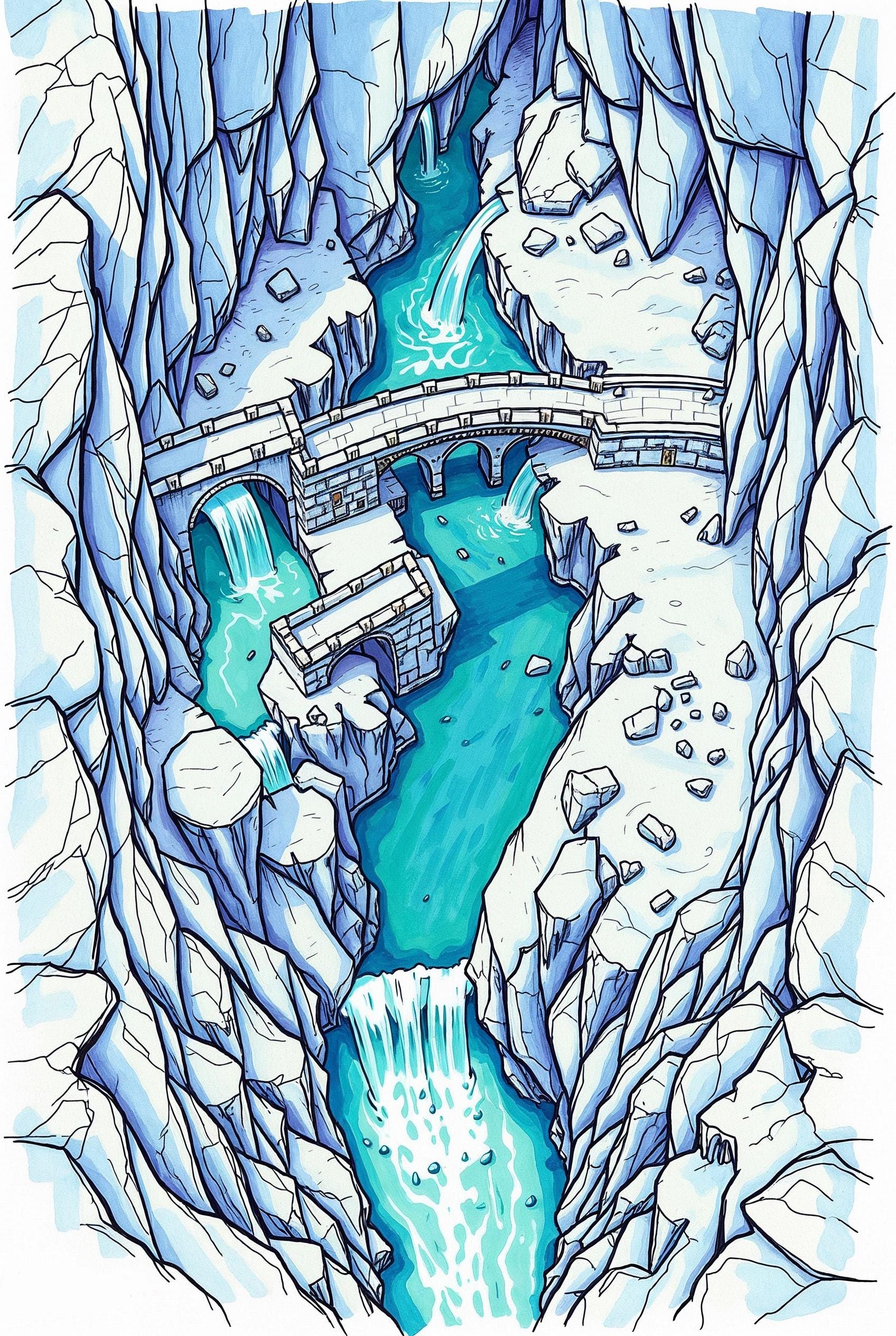 10 Battlemaps of Mountain Rivers in a Classic Pastel Style. Pathfinder ...